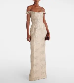 MARKARIAN Yolanda Off-the-shoulder Brocade Gown
