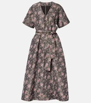 MARKARIAN Lunetta Floral Taffeta Midi Dress - Black