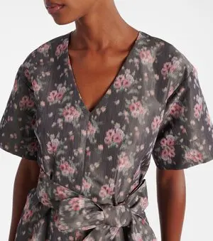 MARKARIAN Lunetta Floral Taffeta Midi Dress