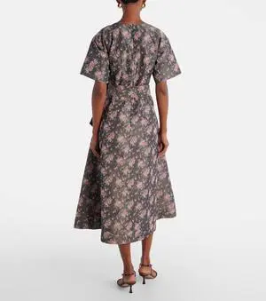 MARKARIAN Lunetta Floral Taffeta Midi Dress