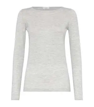 Brunello Cucinelli Cashmere Silk Blend V-neck Sweater - Grey