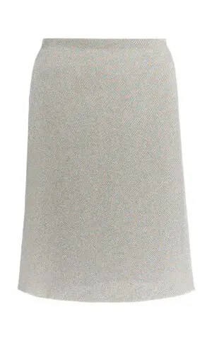 Miu Miu Ribbed-knit Midi Skirt With Flecks - Metallic