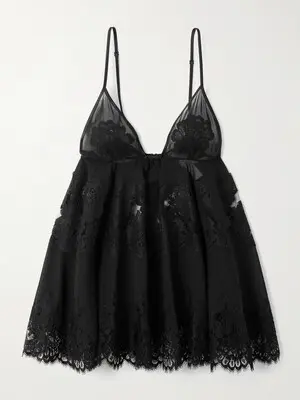 Dolce & Gabbana Chiffon Camisole With Scalloped Lace Trim