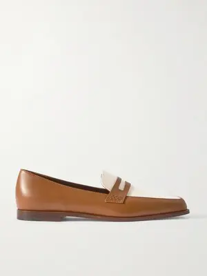 Manolo Blahnik Polonoff Two-tone Leather Loafers - Brown