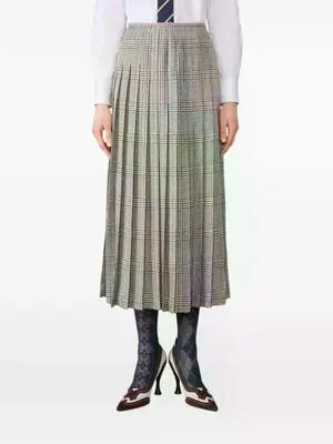 Thom Browne Houndstooth Pleated Midi Skirt