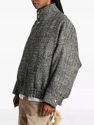 DARKPARK Herringbone Pattern Bomber Jacket