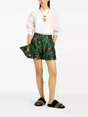 La DoubleJ Good Butt Floral-print High-waisted Shorts