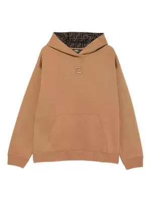 Fendi Ff-embroidered Hoodie - Neutrals
