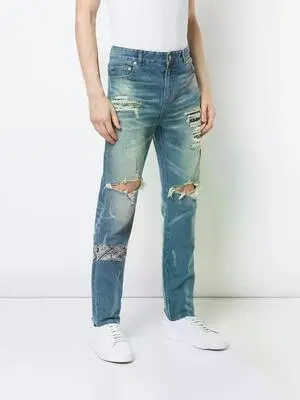 GOD'S MASTERFUL CHILDREN Ripped Paisley Insert Stretch Jeans