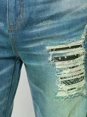 GOD'S MASTERFUL CHILDREN Ripped Paisley Insert Stretch Jeans