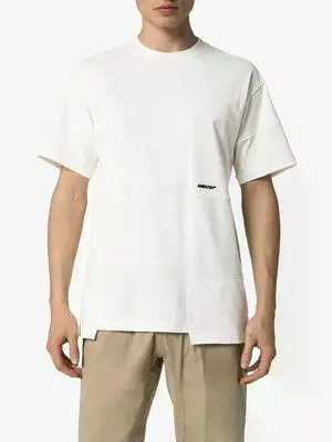 AMBUSH Logo-print Tonal-patchwork T-shirt - Neutrals