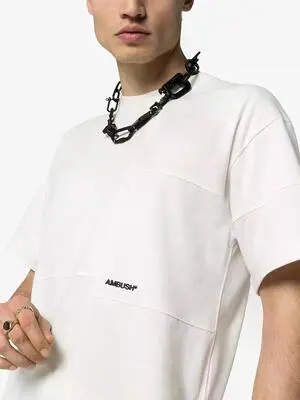 AMBUSH Logo-print Tonal-patchwork T-shirt - Neutrals