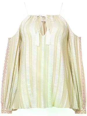 Zeus+dione Cold Shoulder Blouse With Tassel Detail
