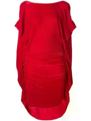 PAULA KNORR Silk-blend Ruched Midi Dress - Red