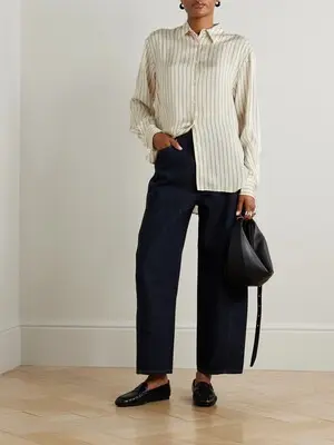THE FRANKIE SHOP Peri Pinstriped Satin Shirt