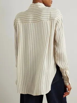 THE FRANKIE SHOP Peri Pinstriped Satin Shirt