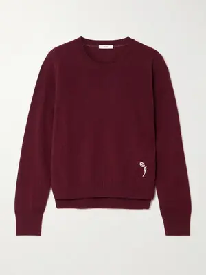 Erdem Embroidered Cashmere And Wool-blend Sweater - Red