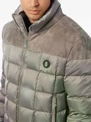 BILLIONAIRE Quilted Suede-panel Puffer Jacket - Grey
