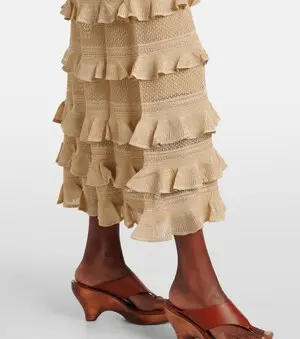 Zimmermann Hypnotic Tiered Lame Maxi Skirt In Metallic Gold - Beige