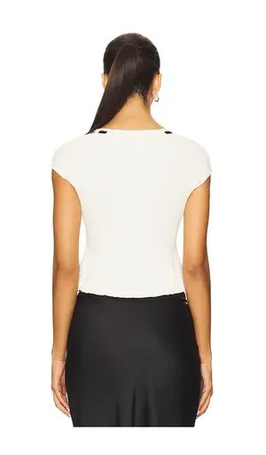 Lpa Denisa Cropped Ribbed Knit Top With Bow Detail