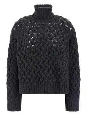 P.a.r.o.s.h Braided Wool High-neck Sweater - Grey