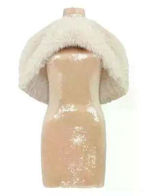David Koma Faux-fur Sequin Mini Dress - Neutrals
