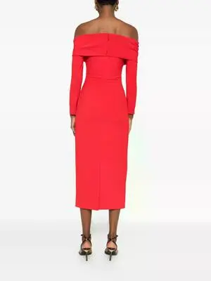 Solace London Yuni Off-shoulder Midi Dress - Red