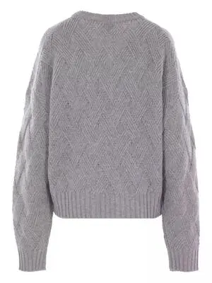 ALLUDE Cable Knit Crew Neck Sweater