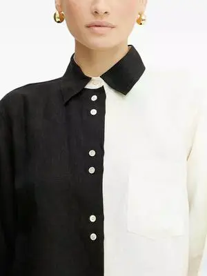 FORTE_FORTE Linen Button-up Shirt With Contrasting Panels