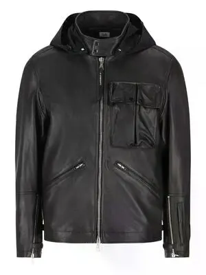 C.P. COMPANY Goggle-detail Leather Zip-up Jacket