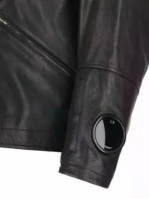 C.P. COMPANY Goggle-detail Leather Zip-up Jacket