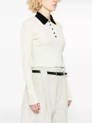 Amiri Ribbed Knit Long Sleeve Polo Top