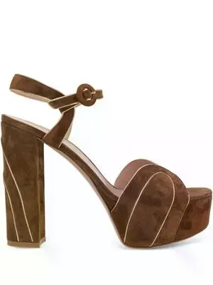 GIANVITO ROSSI Suede Platform Ankle-strap Sandals - Brown