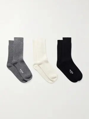 Arch4 Lucia Set Of Three Ribbed Cashmere Socks - Multi
