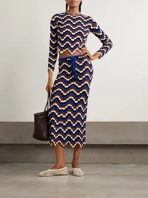 Escvdo Safi Crocheted Organic Cotton Midi Skirt