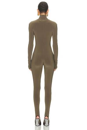 Norma Kamali Long Sleeve Slim Fit Turtleneck Footie Catsuit