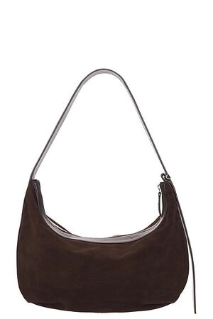 Staud Large Demy Shoulder Bag In Suede - Espresso