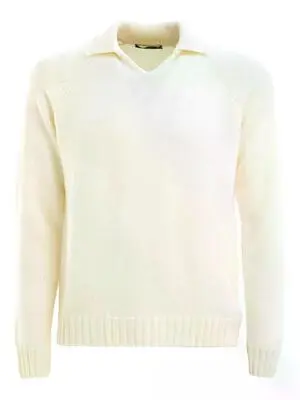 ZANONE Long Sleeve V-neck Sweater - Neutrals