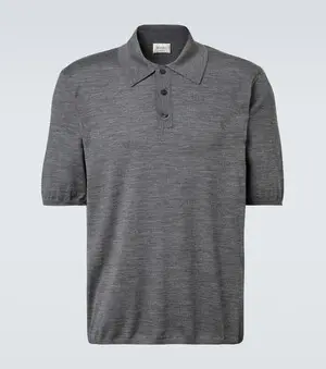 Saint Laurent Cassandre Wool Polo Shirt - Grey