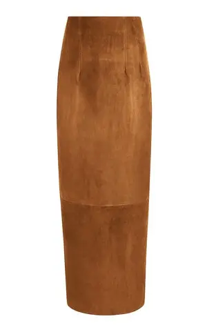 Khaite Loxley Suede Maxi Skirt - Brown