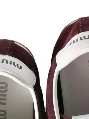 Miu Miu Plume Suede Lace-up Sneakers - Red