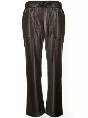 GOODIOUS Cropped Faux Leather Trousers - Blue