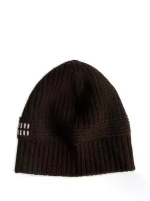 Miu Miu Logo Detail Knit Beanie - Brown