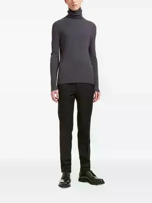 AIEZEN Ribbed Turtleneck Knit Sweater - Grey