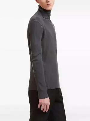 AIEZEN Ribbed Turtleneck Knit Sweater - Grey
