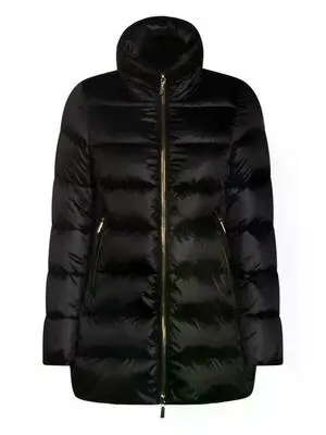 MOORER Padded Coat With High Collar And Zip Fastening - Black