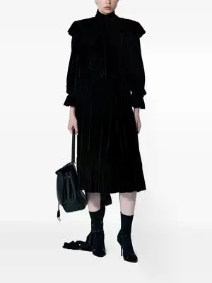 Balenciaga Ruffled Lace-up Midi Dress - Black