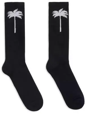 Palm Angels Palm Tree Crew Socks - Black