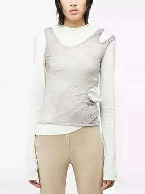 RUSFRCADE Layered Cut-out Long Sleeve Top - Grey