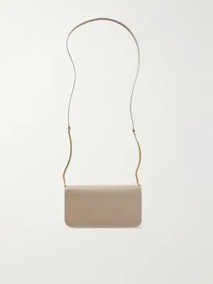 Saint Laurent Cassandre Strap Leather Phone Case - Neutrals